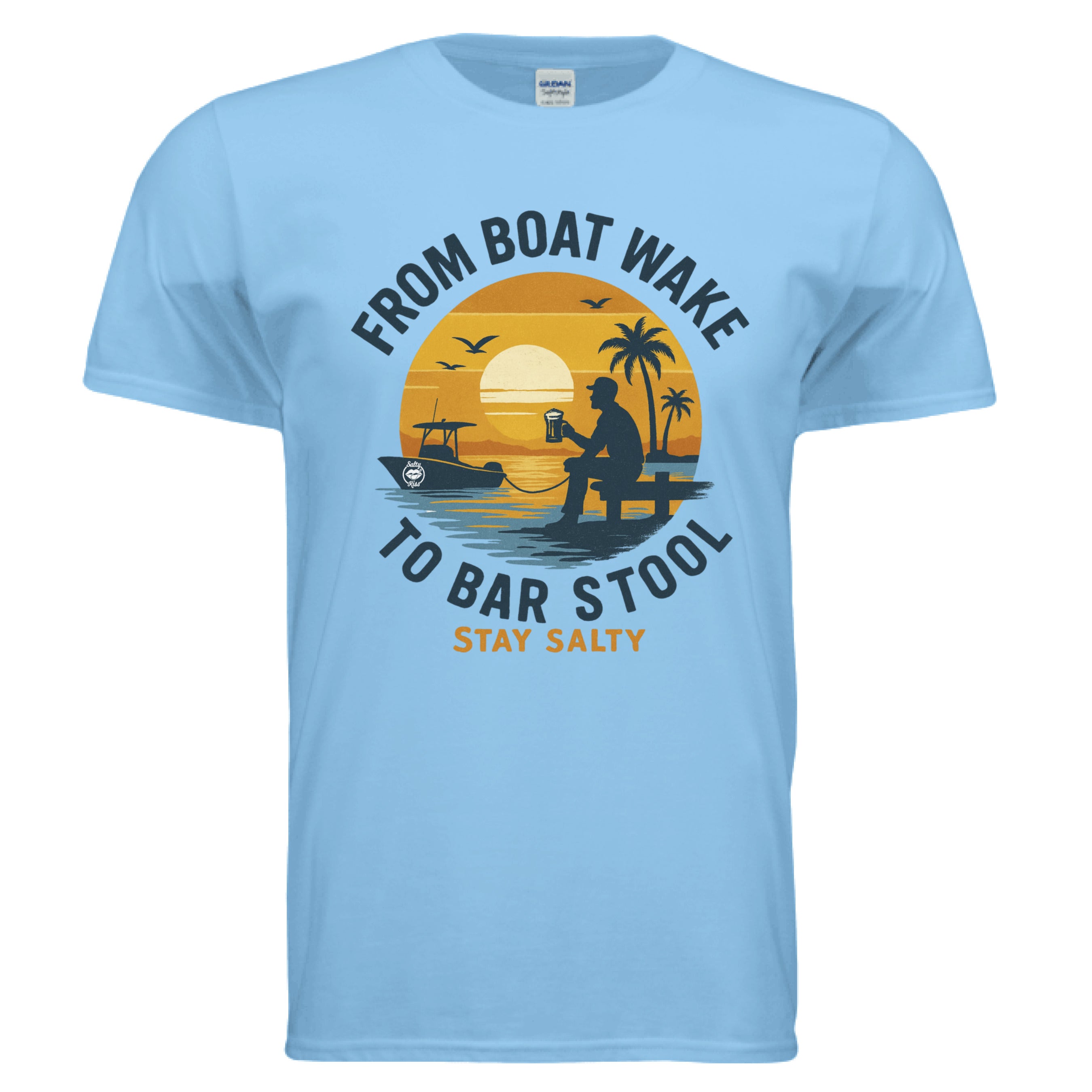 "From Boat Wake to Bar Stool" Tee – Salty Kiss Shop